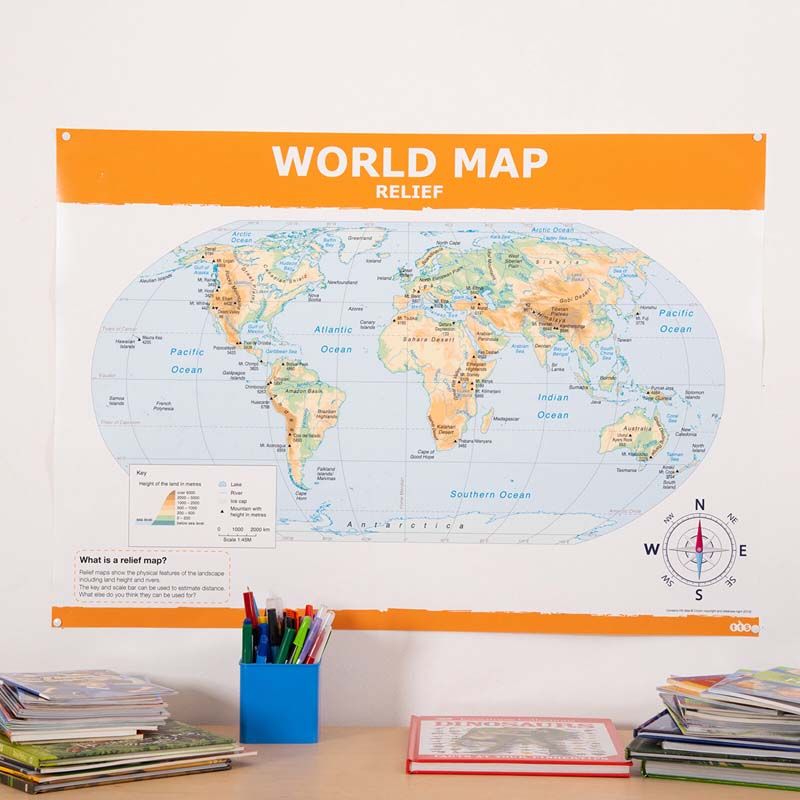 Map of the World Political and Physical A1 KS2 | Educational Resources ...